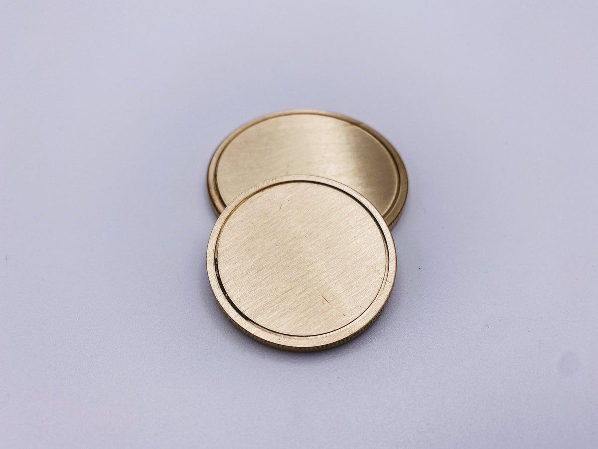 Brass Coin Blanks - Challenge Coin - Reed Edge - Grooved - Brushed Fin ...